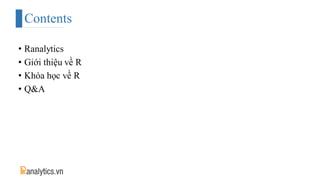 Giới thiệu về khóa học với R - Ranalytics.vn