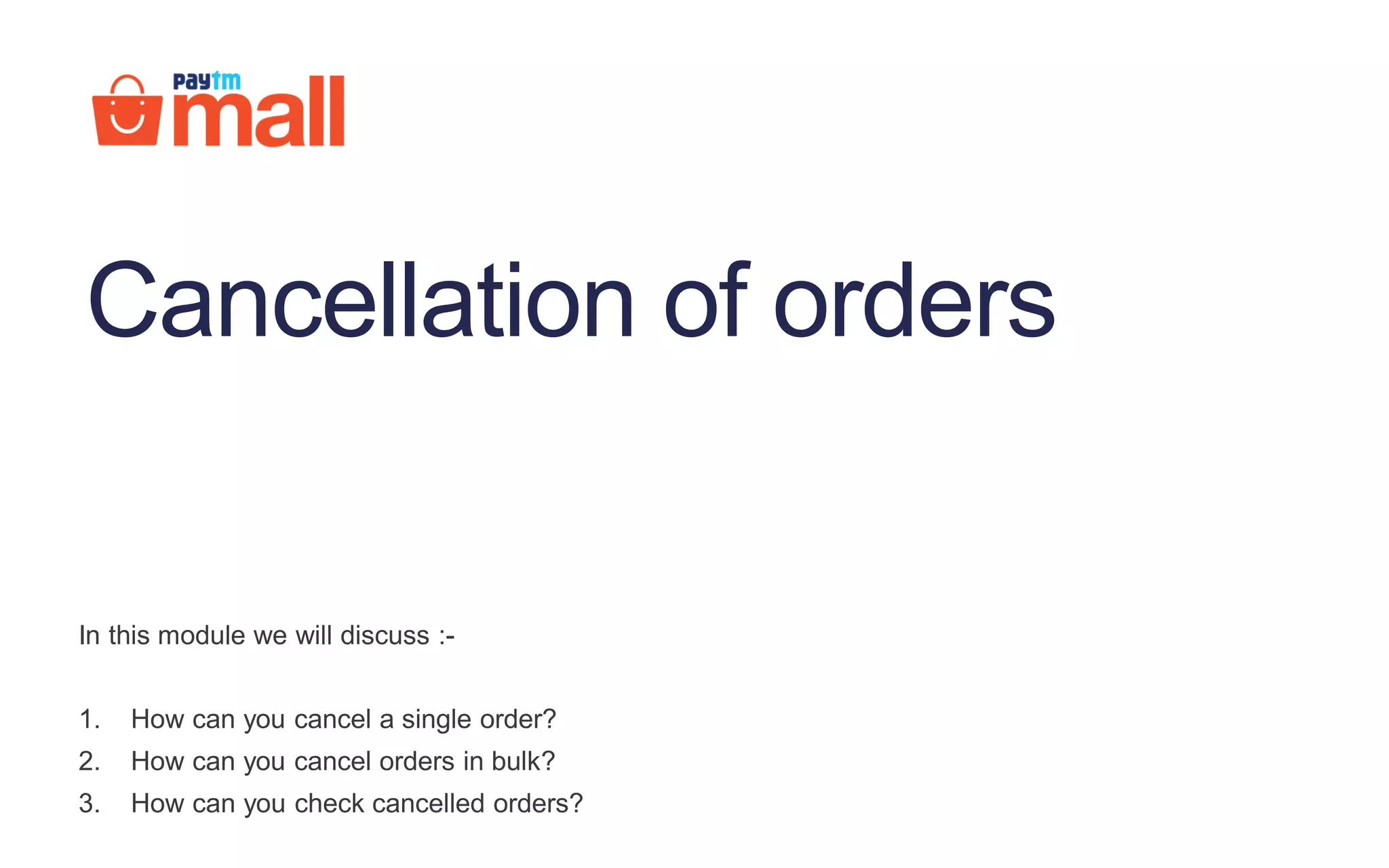 Cancellation of orders | PDF