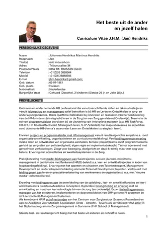 Curriculum Vitae J.H.M. (Jan) Hendriks mld mba mhcm | PDF