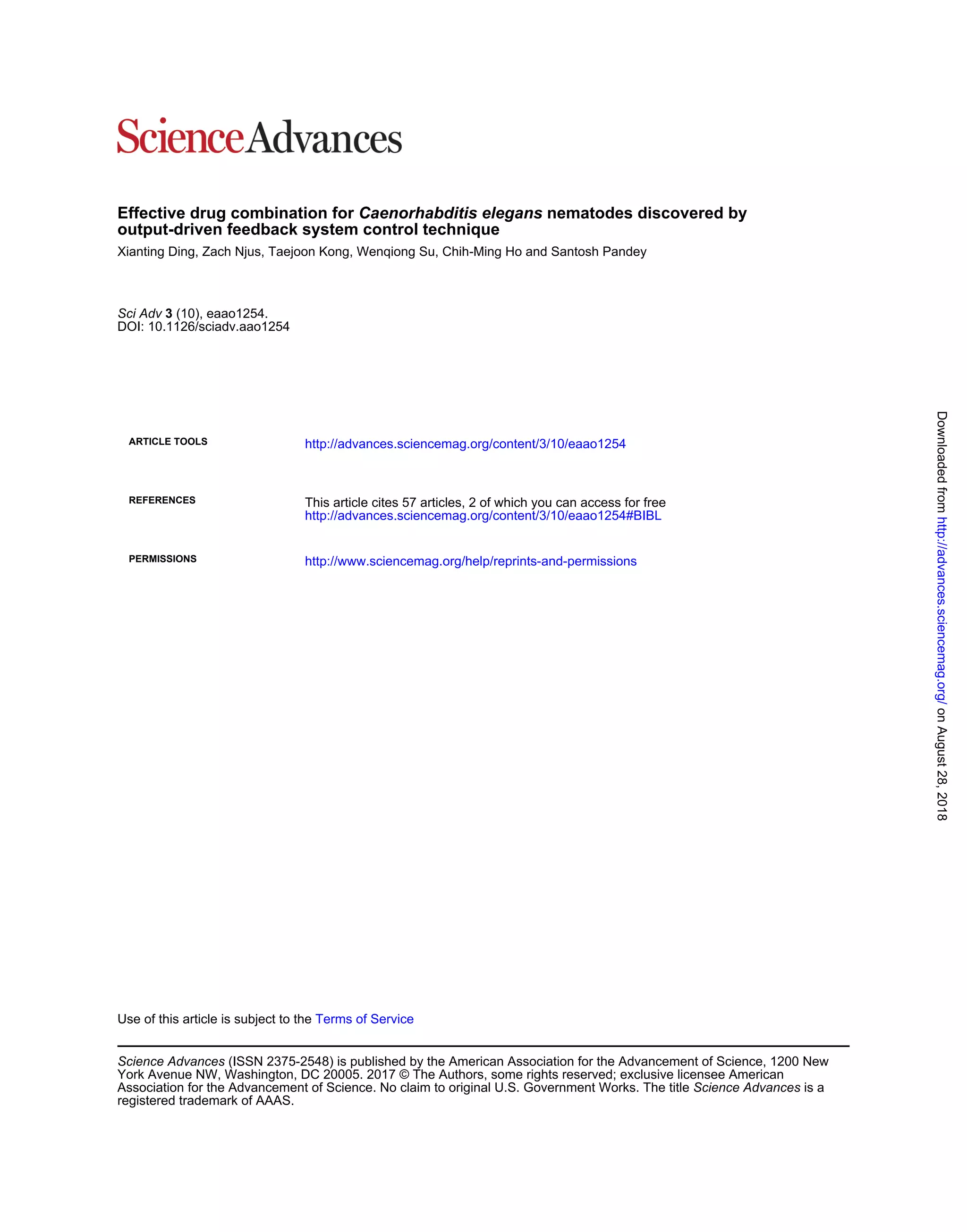 Effective drug combination for Caenorhabditis elegans nematodes discovered by output-driven ...