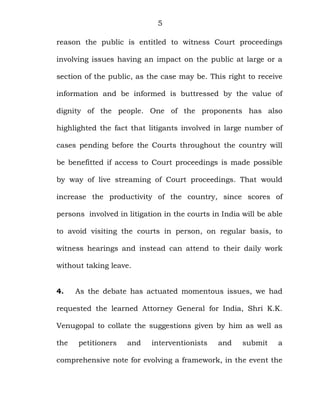 SC on Live -streaming of Court proceedings | PDF