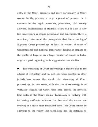 SC on Live -streaming of Court proceedings | PDF