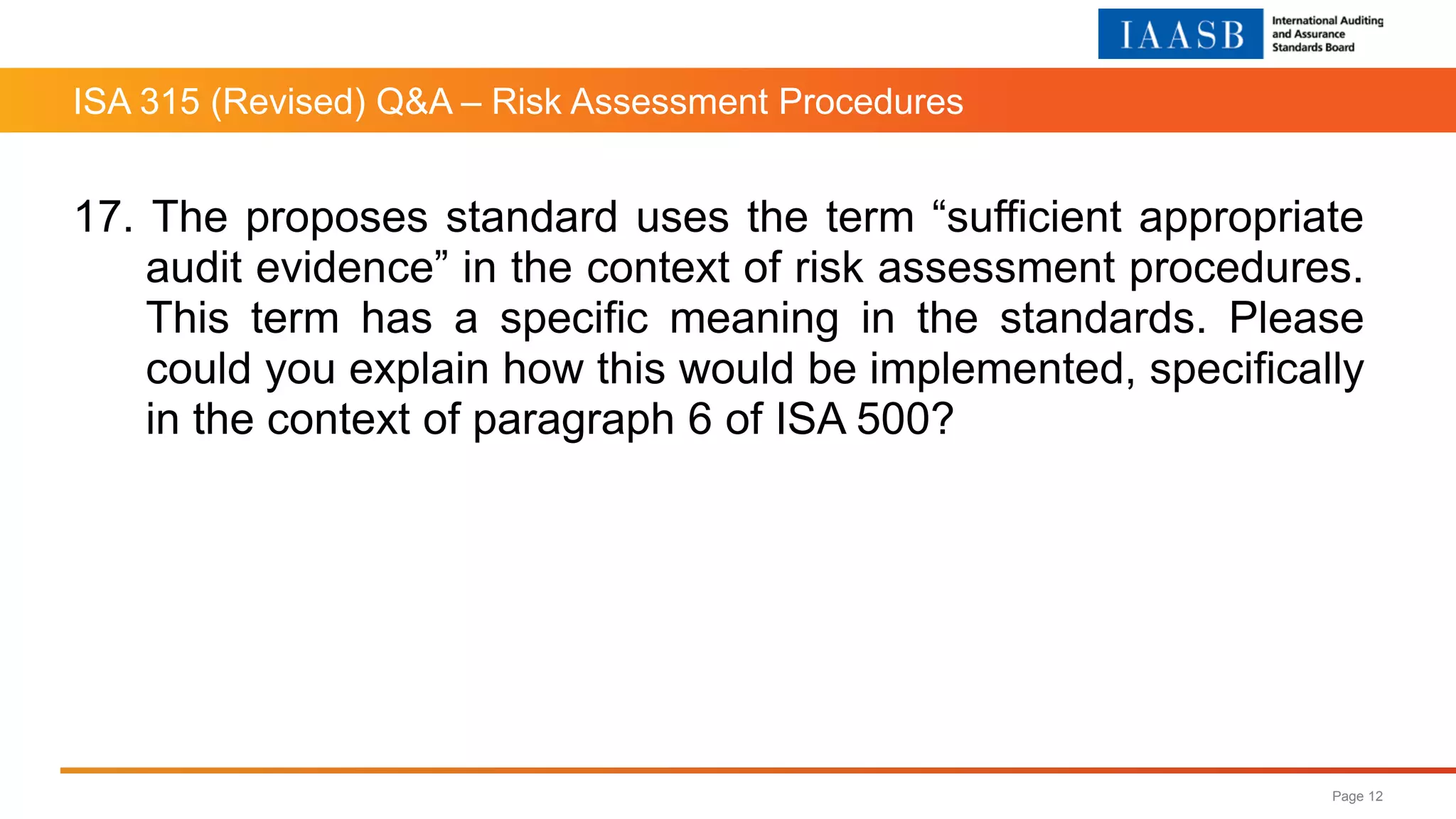 ISA 315 (Revised) - Exposure Draft Webinar, October 3rd, 2018 | PDF