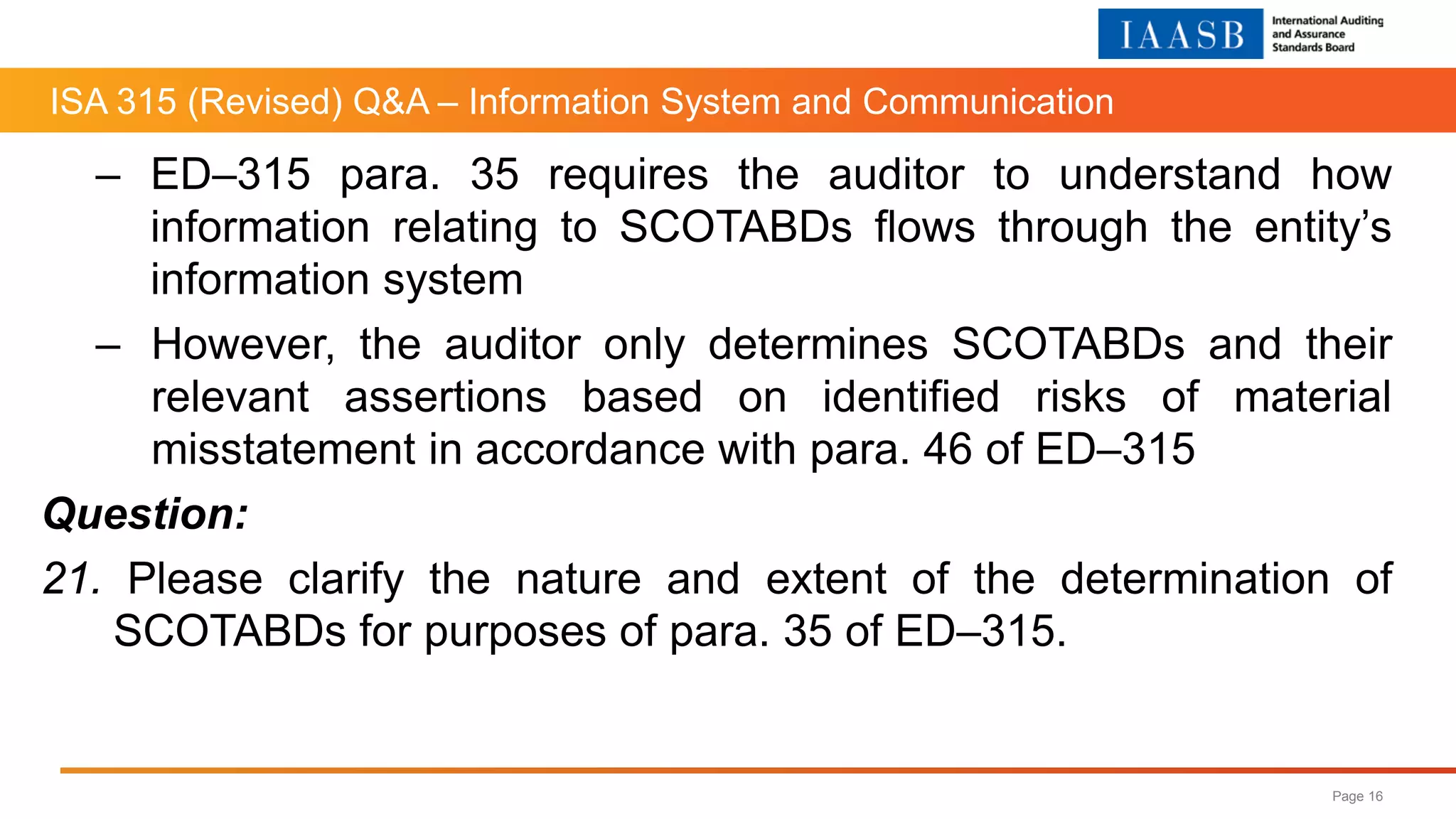 ISA 315 (Revised) - Exposure Draft Webinar, October 3rd, 2018 | PDF