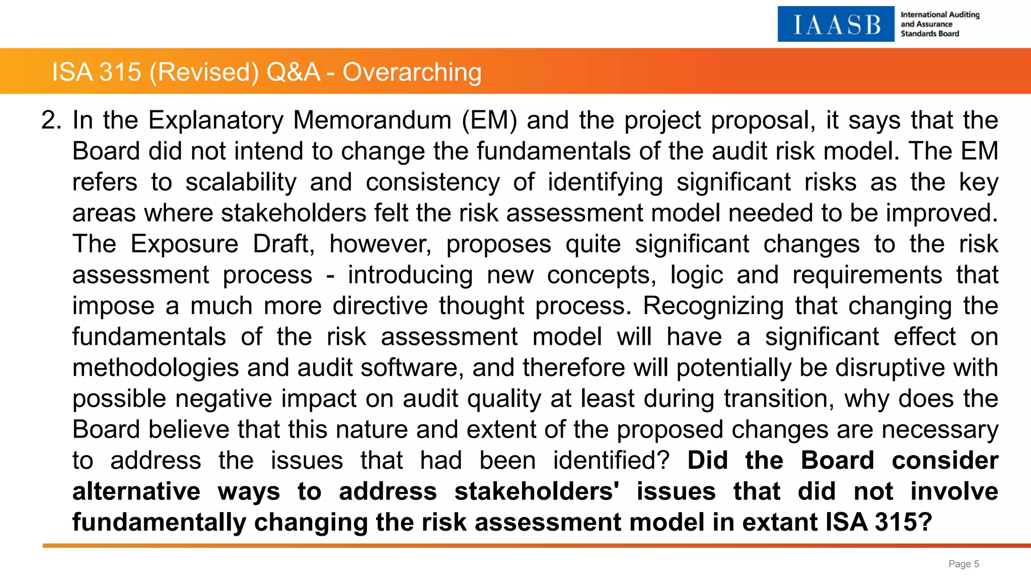 ISA 315 (Revised) - Exposure Draft Webinar, October 3rd, 2018 | PDF