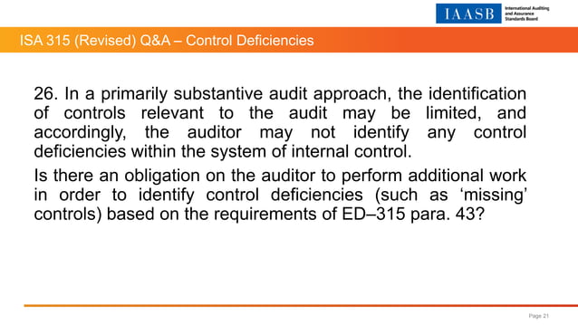 ISA 315 (Revised) - Exposure Draft Webinar, October 3rd, 2018 | PDF