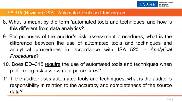 ISA 315 (Revised) - Exposure Draft Webinar, October 3rd, 2018 | PDF