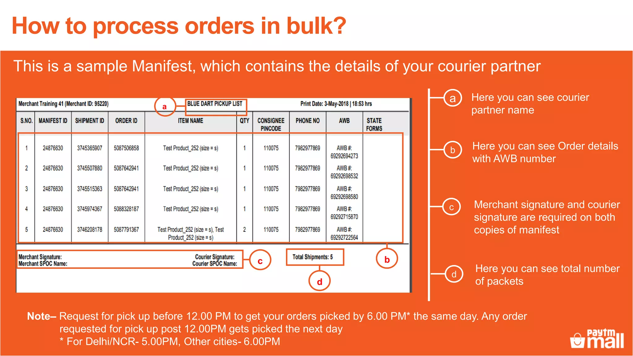 Order processing in bulk- LMD | PDF