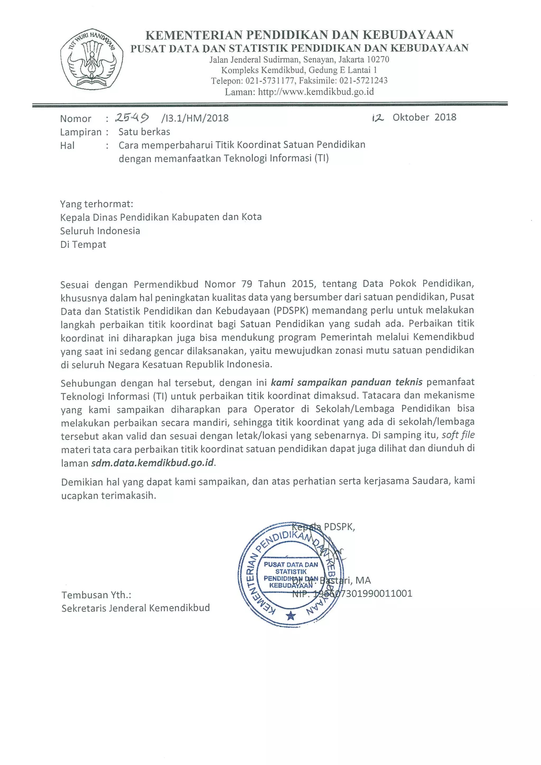 surat edaran tentang cara memperbaharui titik koordinat satuan ...