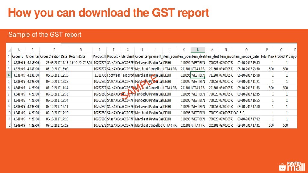Payments GST report tab