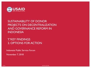 Sustainability of Donor Project on Decentralization and Governance Reform in Indonesia | PPT