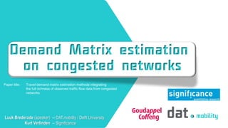 Travel demand matrix estimation methods integrating the full richness ...