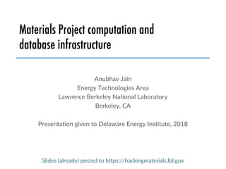 Materials Project computation and database infrastructure | PPT