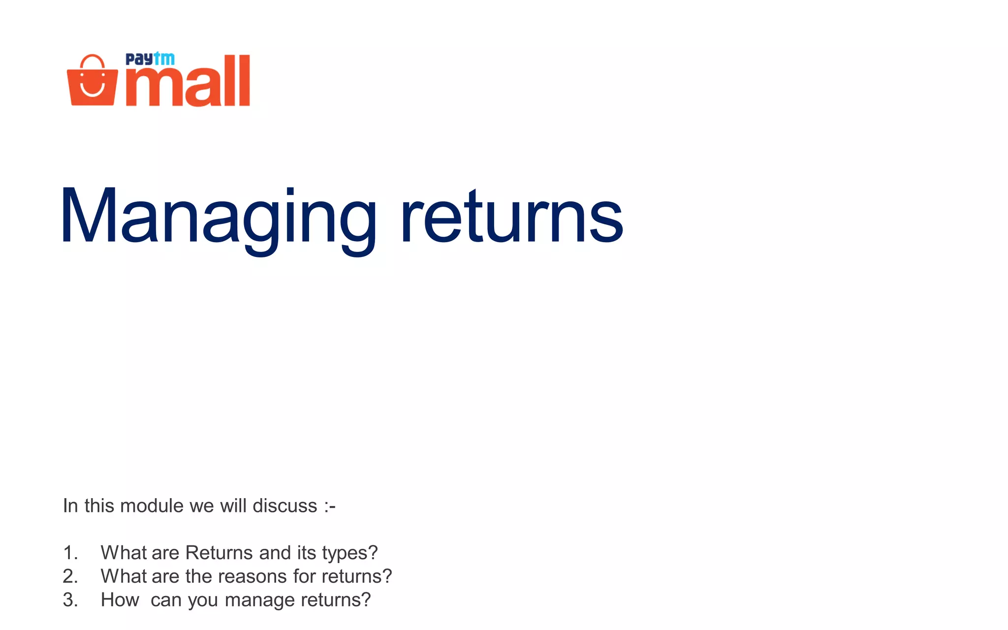 Managing returns | PPT