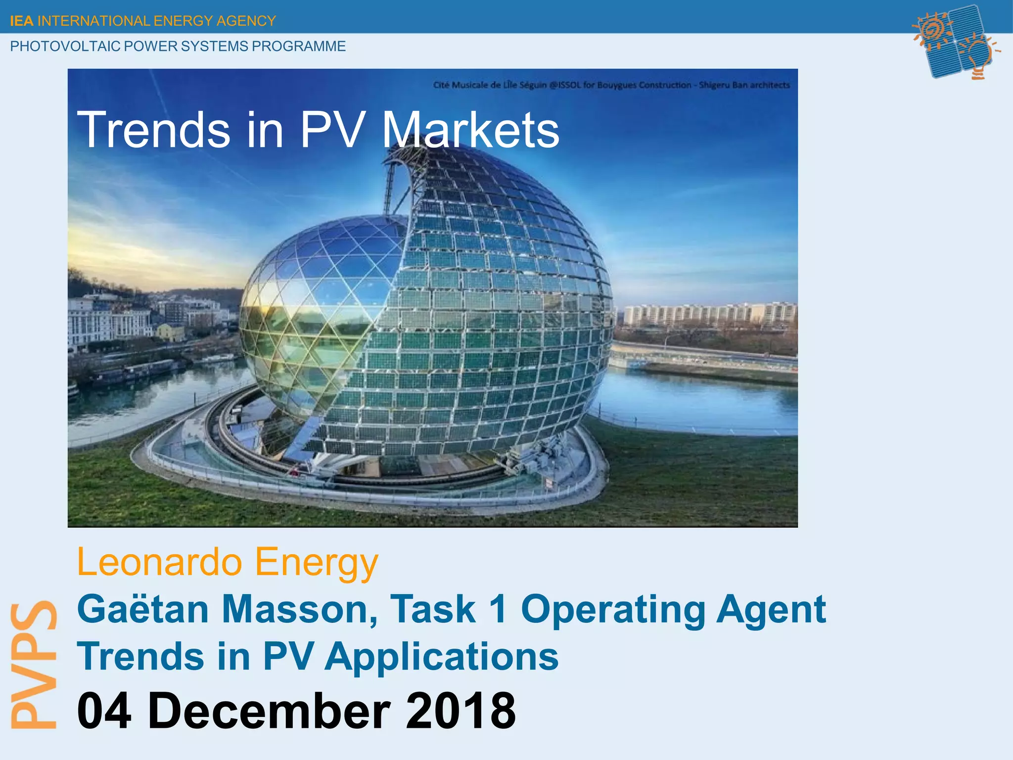 Trends in photovoltaic markets and industry - 2018 | PPT