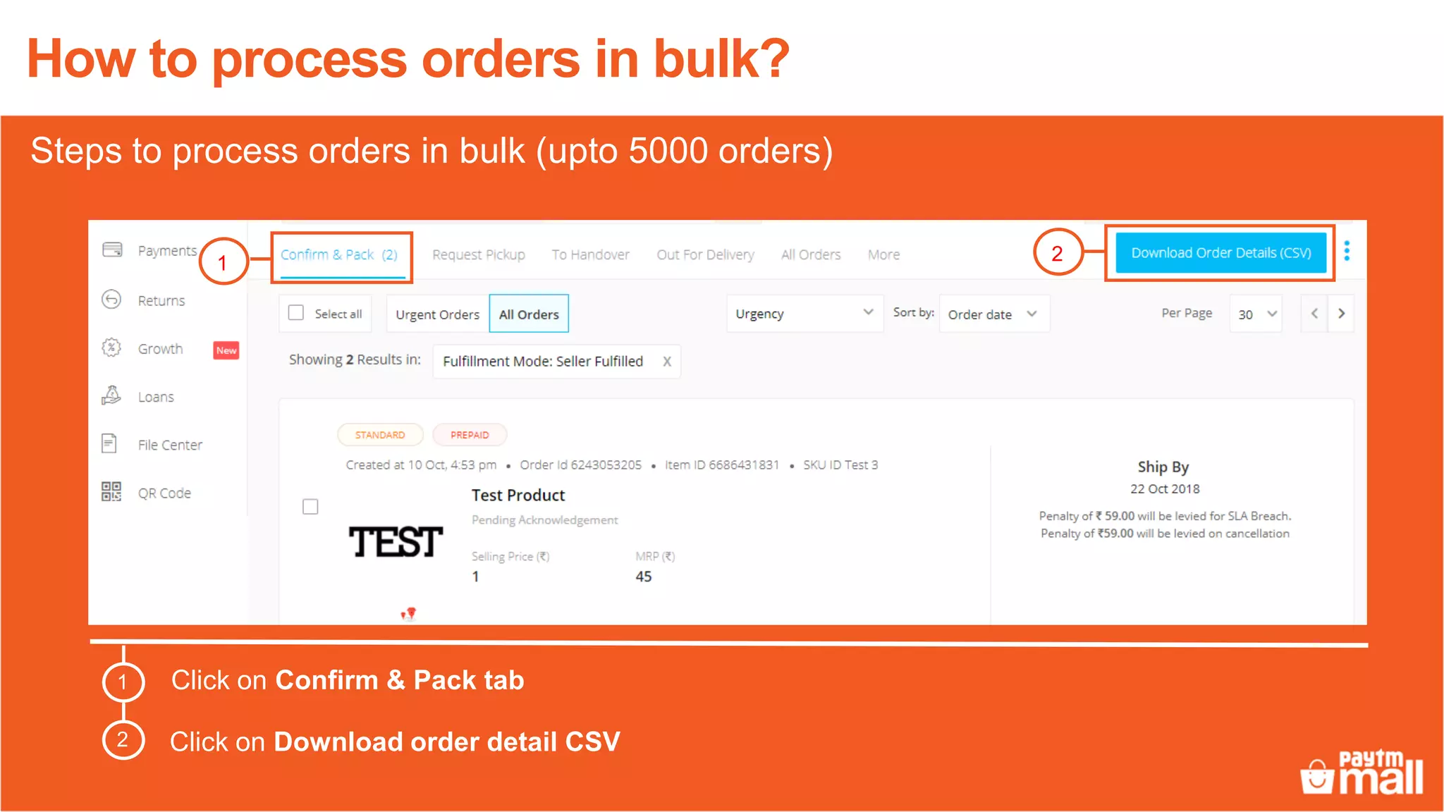 Steps to process orders in bulk for Self ship | PPT