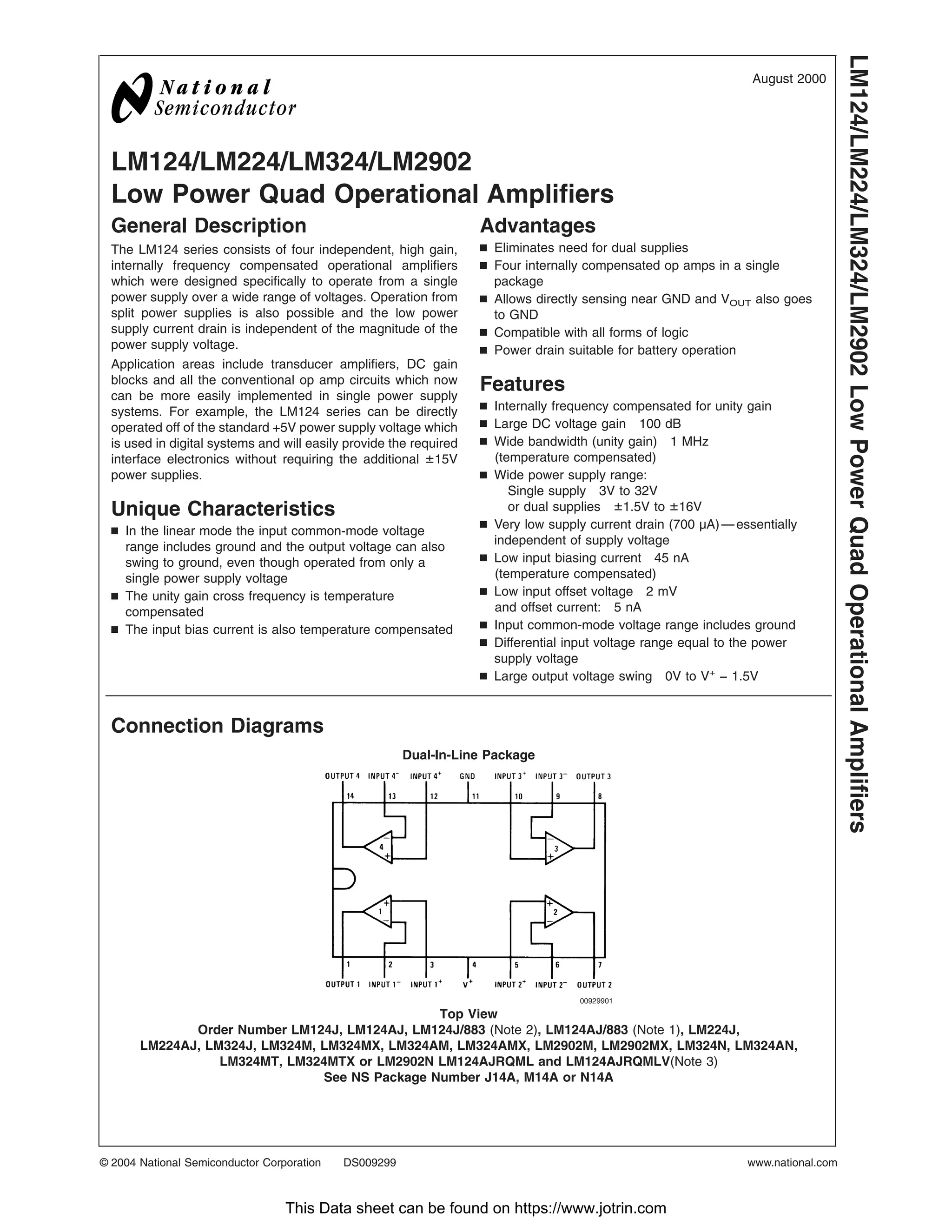 Low Power Quad Operational Amplifiers | PDF