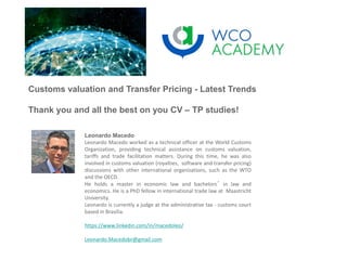 Customs Valuation and Transfer Pricing | PDF