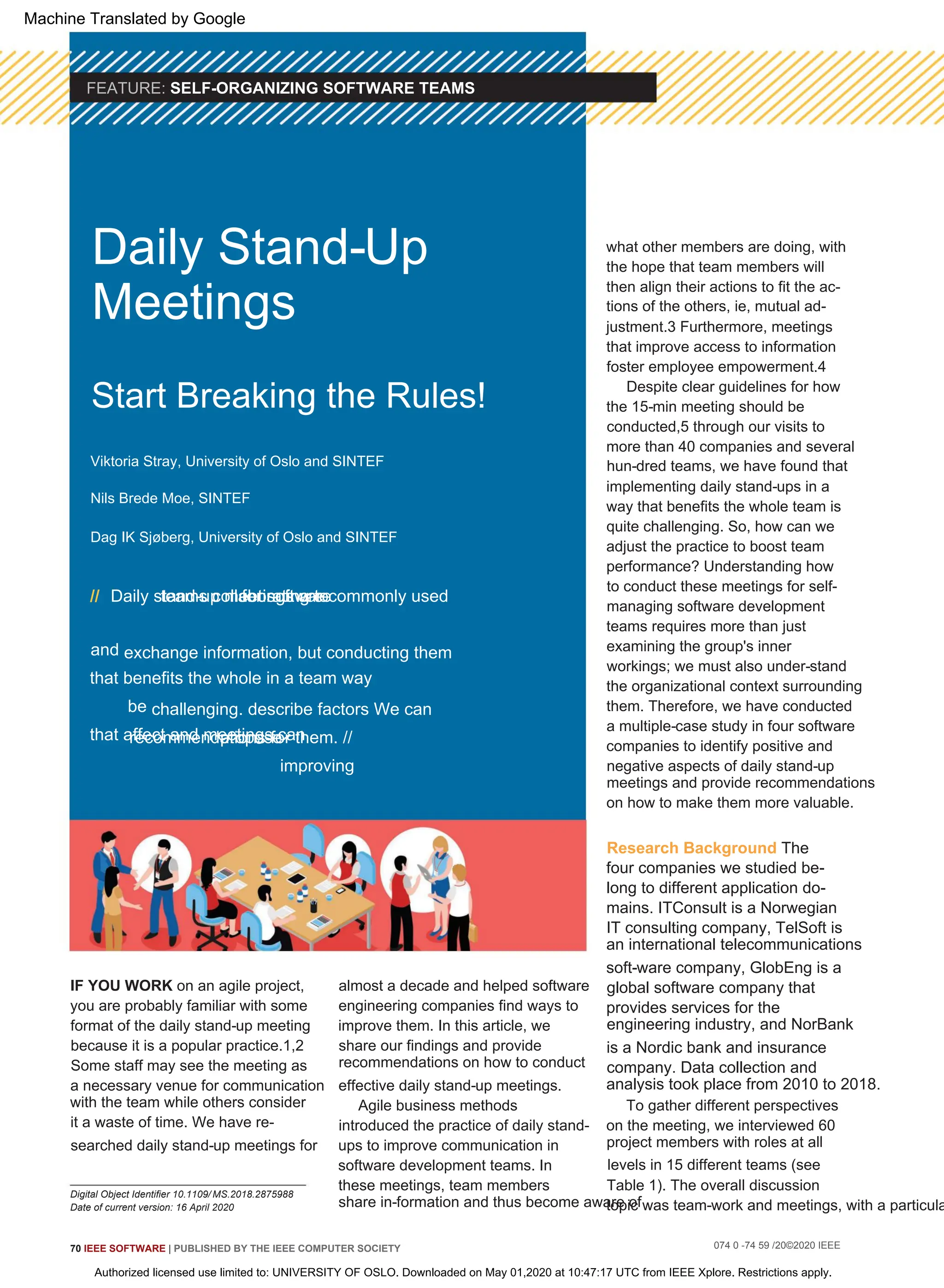 Daily standup meetings | PDF