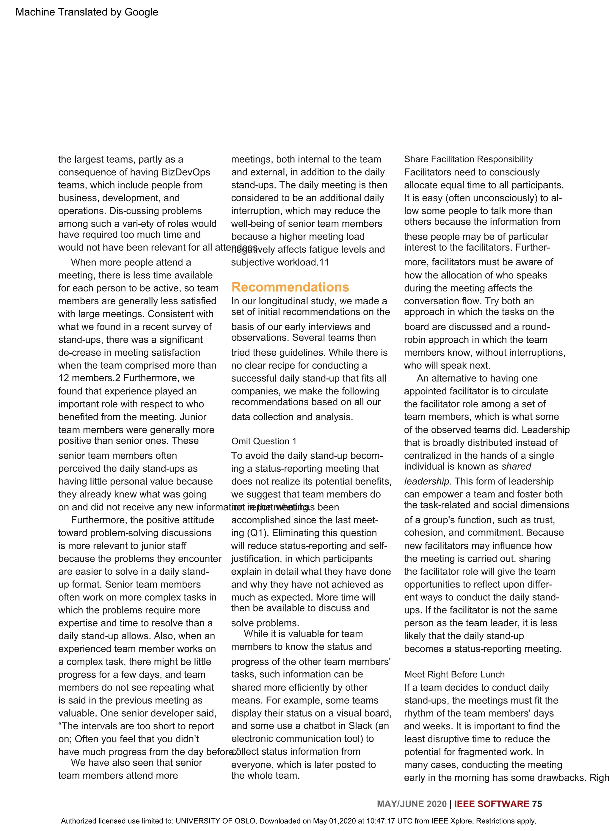 Daily standup meetings | PDF