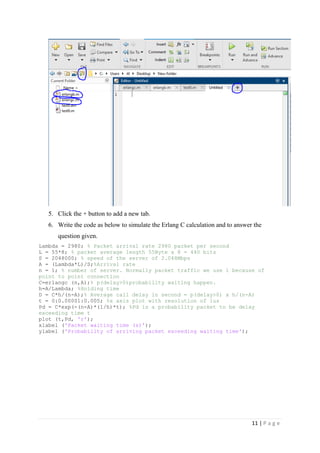 MATLAB to simulate packet traffic - M/M/1 queue with Erlang C distribution | PDF
