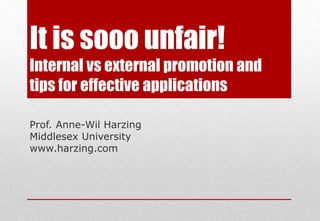 It is sooo unfair: internal vs external promotion in academia | PPT
