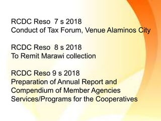 2018 Accomplishment RCDC Report | PPT
