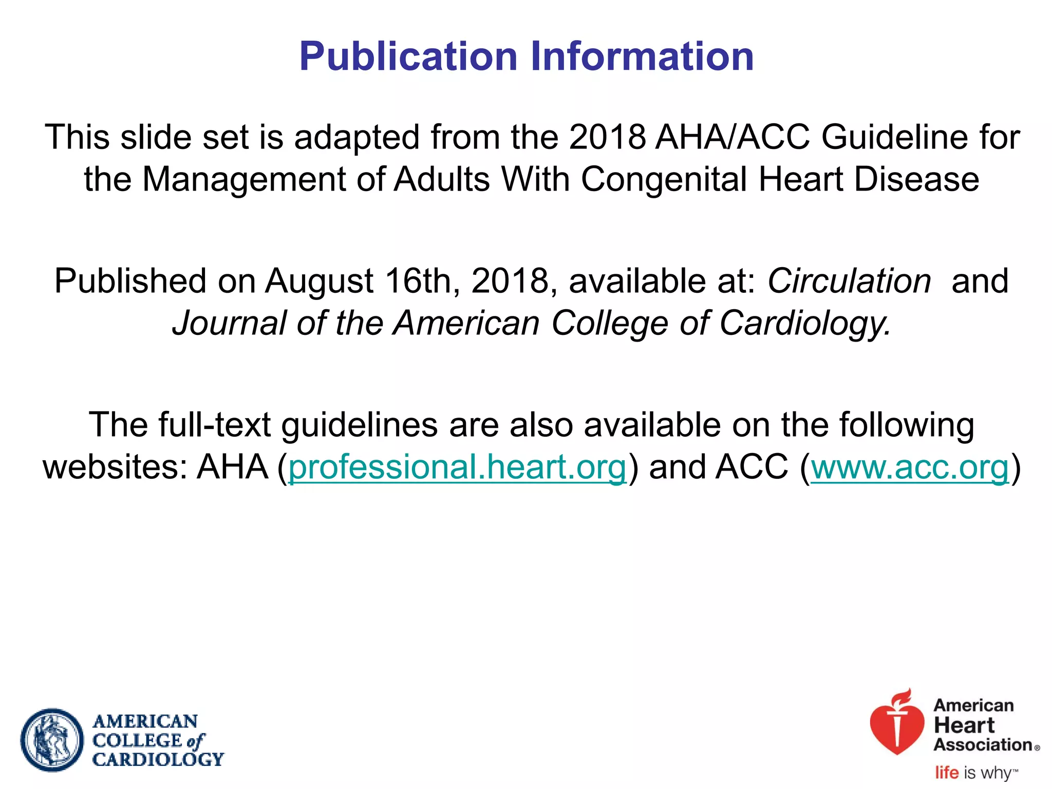 2018 AHA ACC guideline for the management of adults with congenital ...