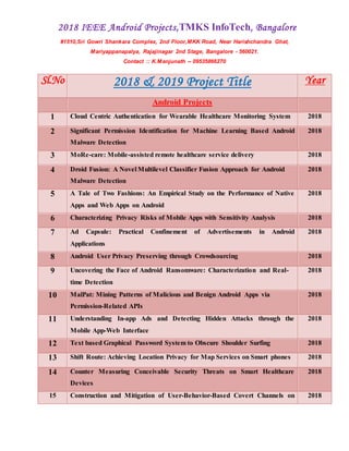 2018 and 2019 android ieee projects list | DOCX