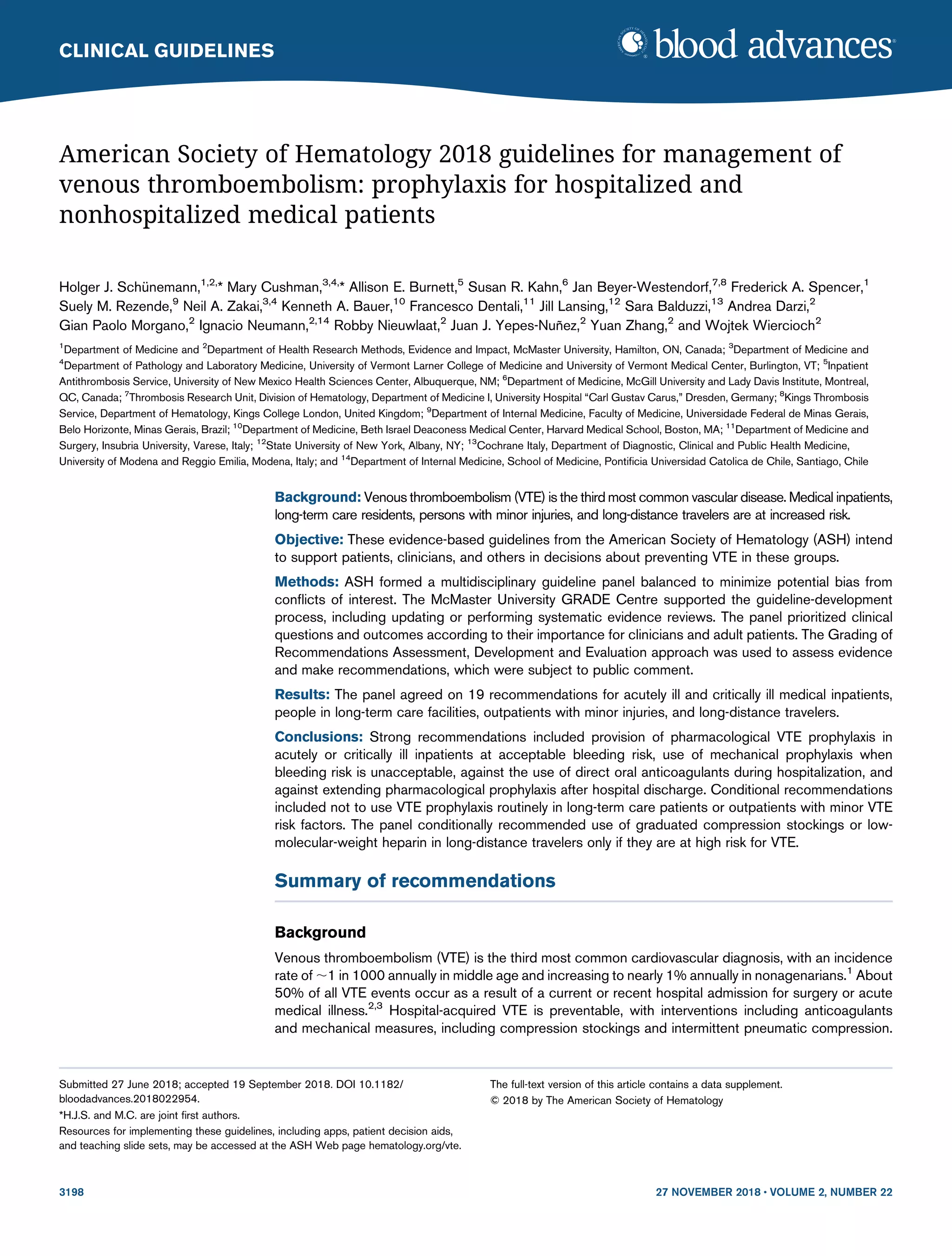2018 ASH guidelines for management of venous thromboembolism prophylaxis for hospitalized and ...