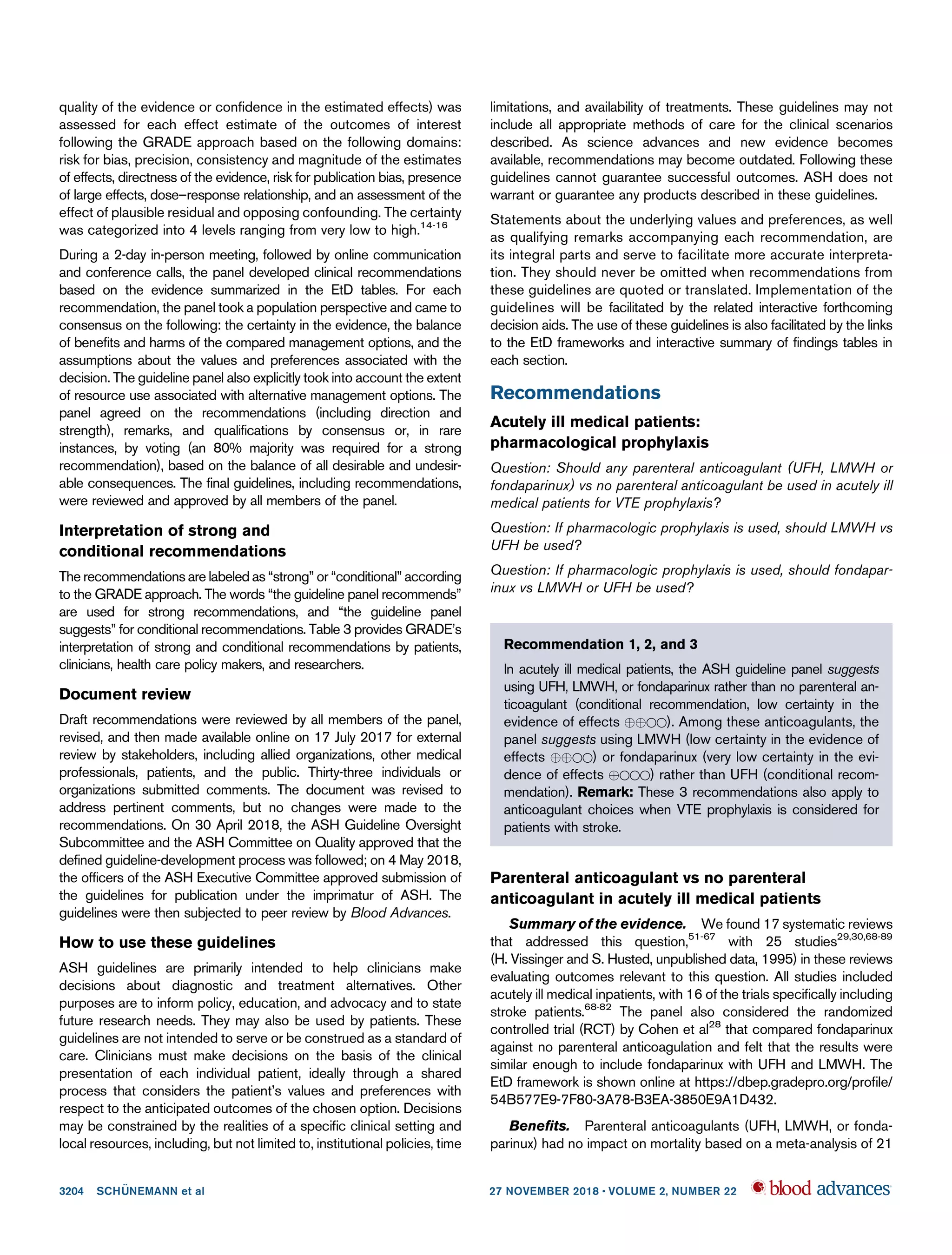 2018 ASH guidelines for management of venous thromboembolism ...