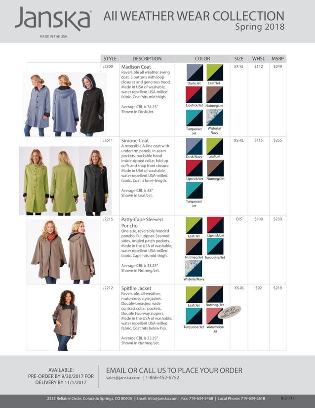 2018 aww collection line sheets | PDF