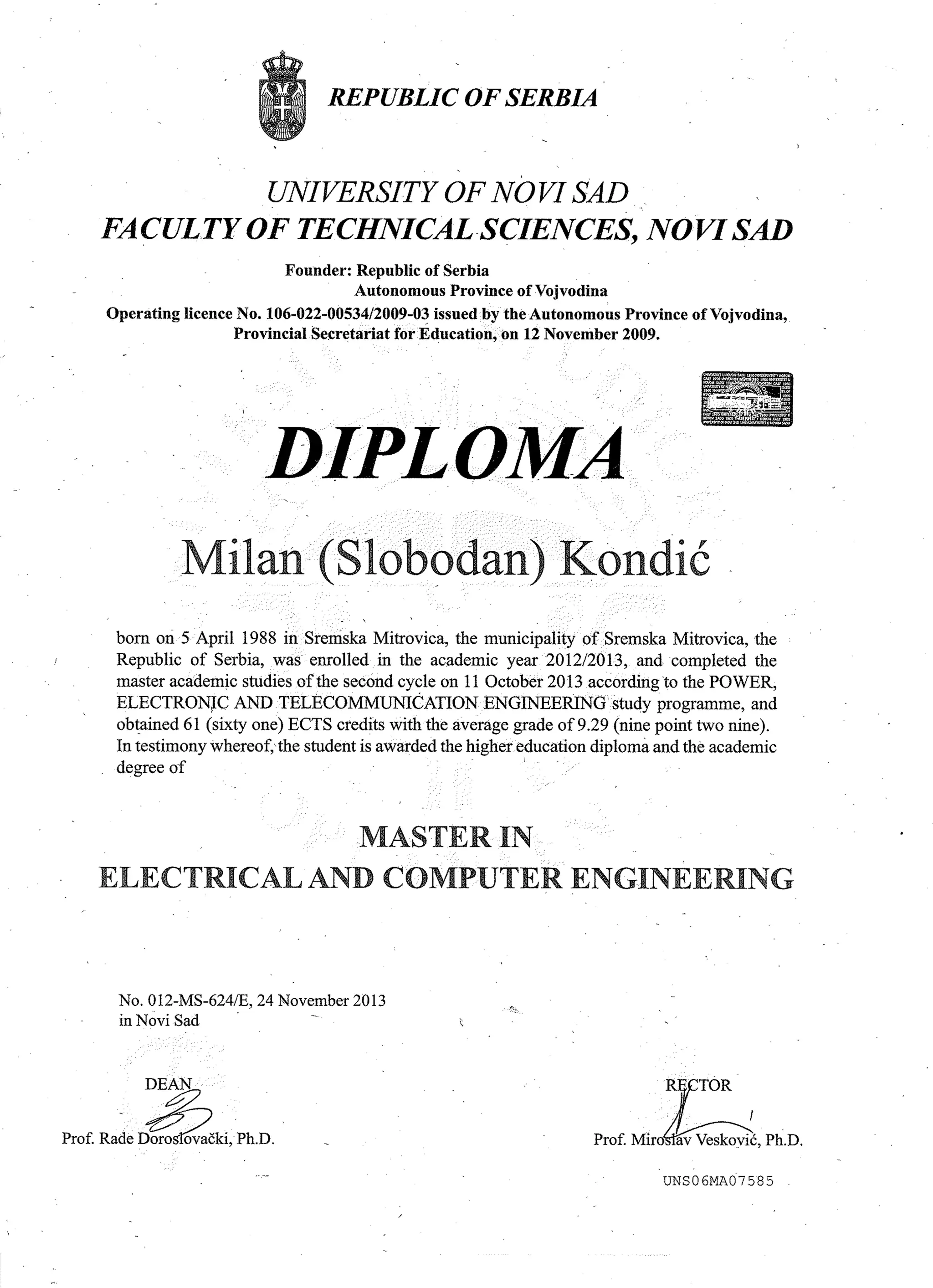 Milan Kondic Master diploma | PDF