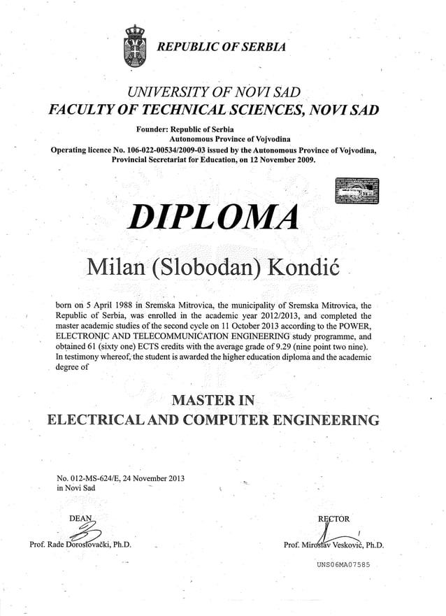 Milan Kondic Master diploma | PDF