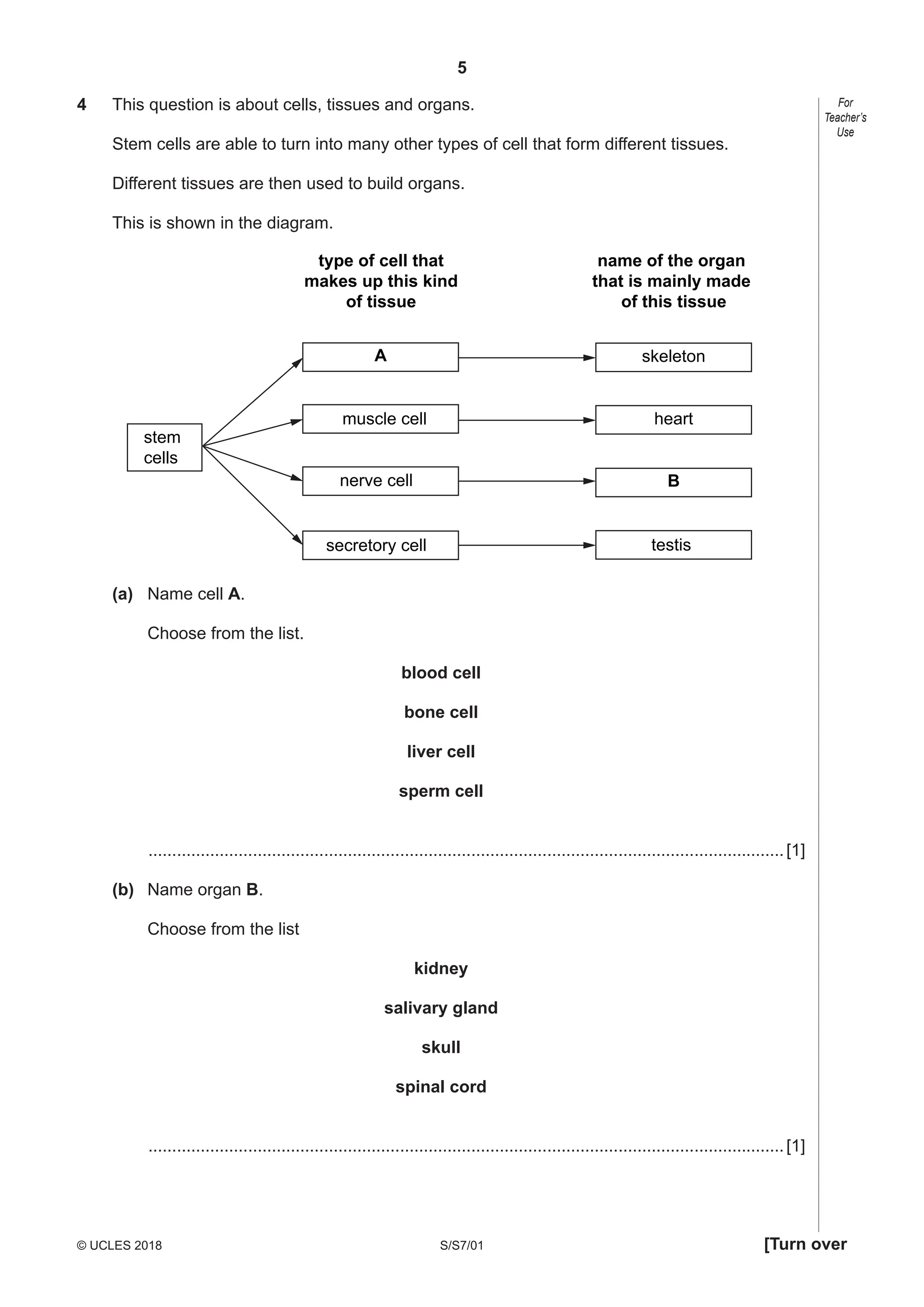 2018 Cambridge Lower Second Progression Test Science Stage 7 QP Paper 1 ...