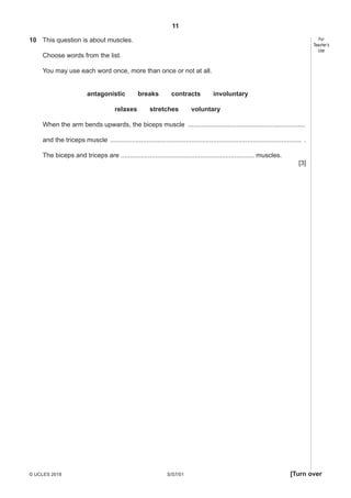 2018 Cambridge Lower Second Progression Test Science Stage 7 QP Paper 1 ...