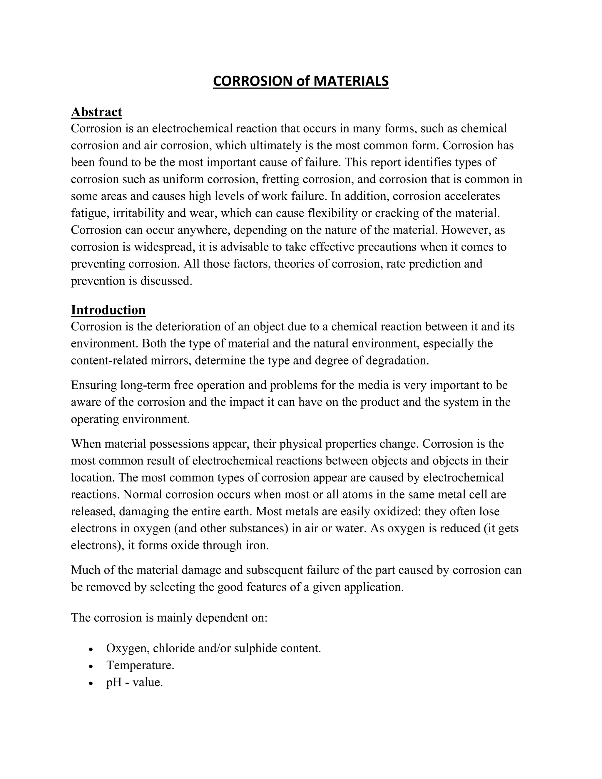 Corrosion Of Materials | PDF