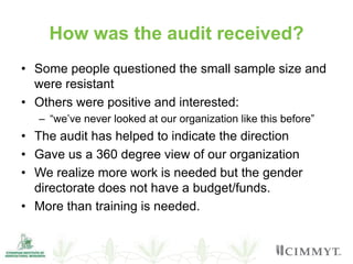 Overview of institutional gender audit report | PPT