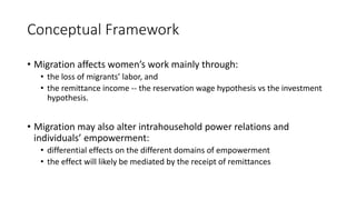 Male out-migration and women's work and empowerment in Agriculture: the ...