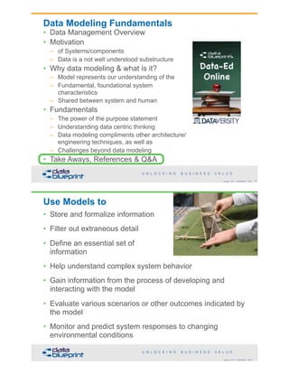 Data-Ed Webinar: Data Modeling Fundamentals | PDF