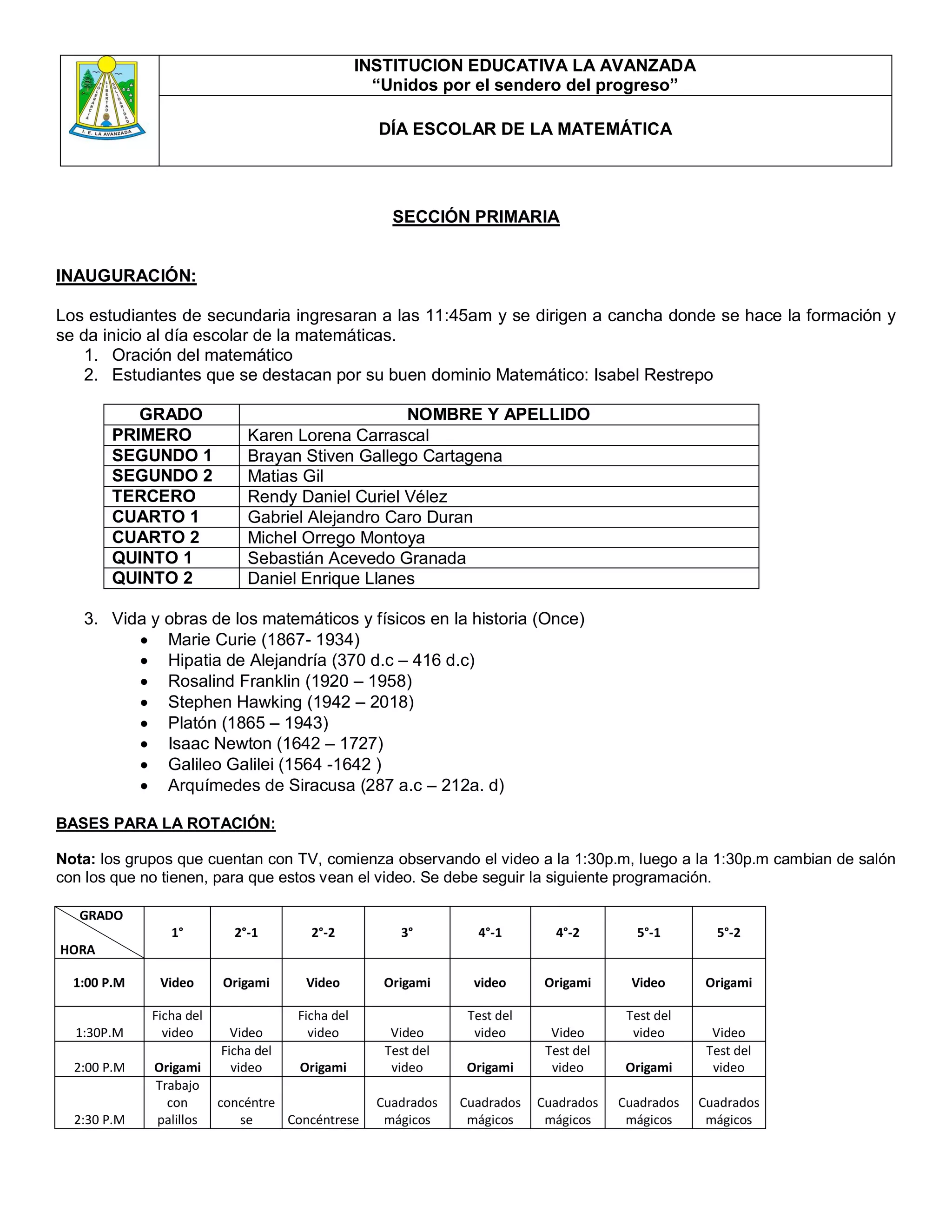 2018 dia de la matematica escolar los numeros en la matematica | PDF