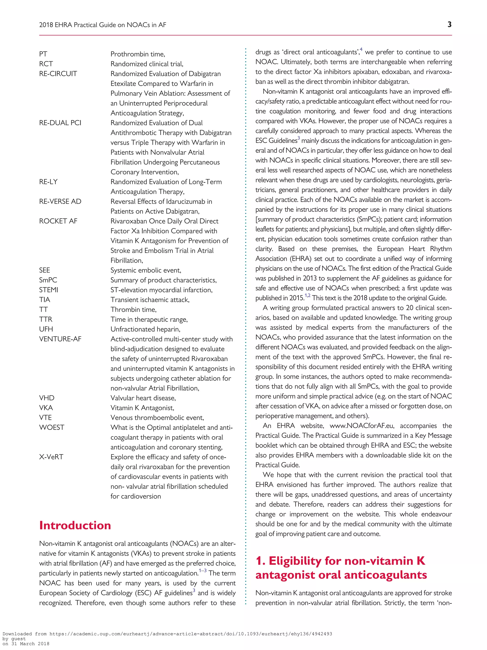 2018 ehra practical guide on the use of non vitamin k antagonist oral ...