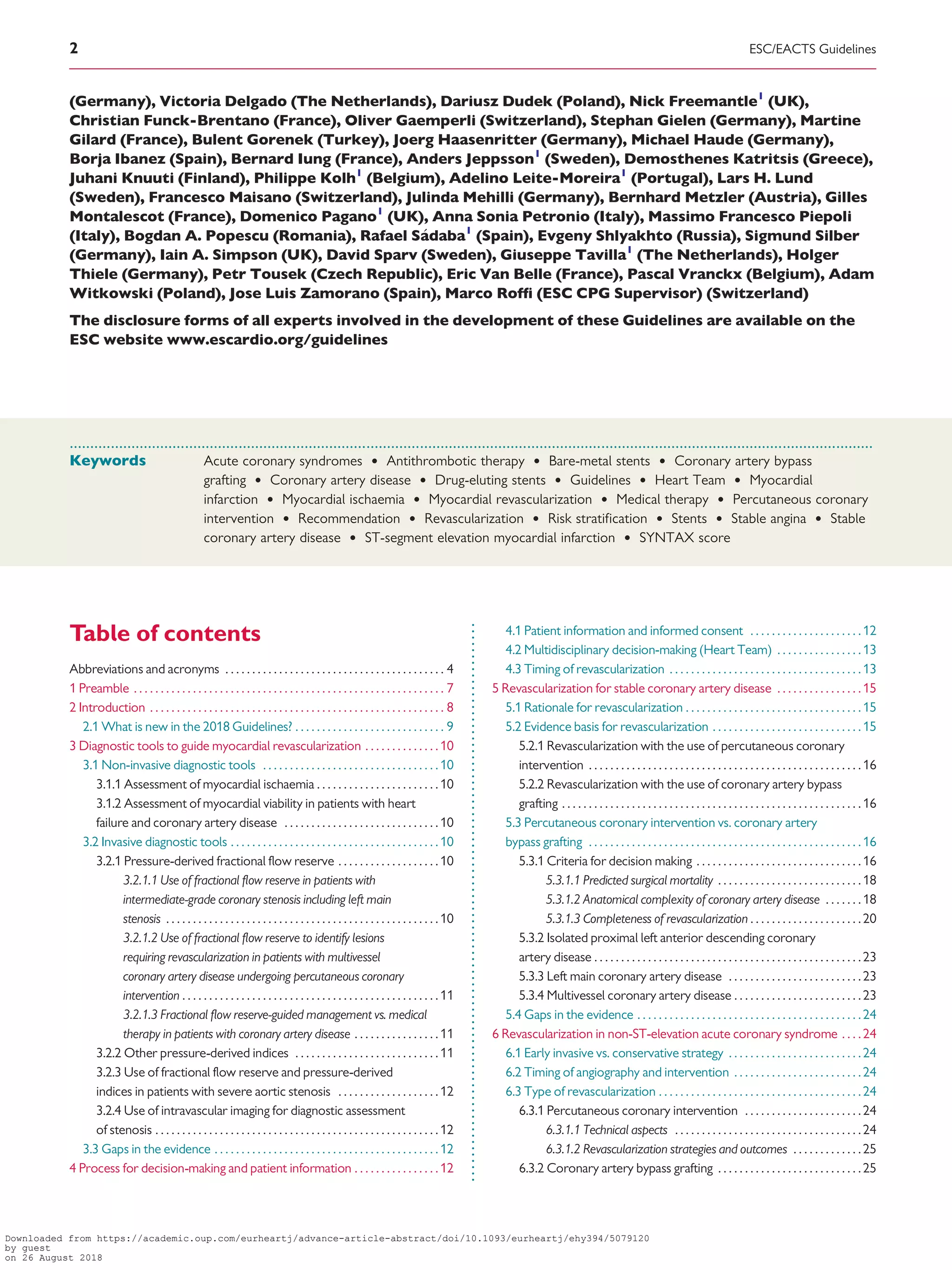 2018 esc eacts guidelines on myocardial revascularization | PDF
