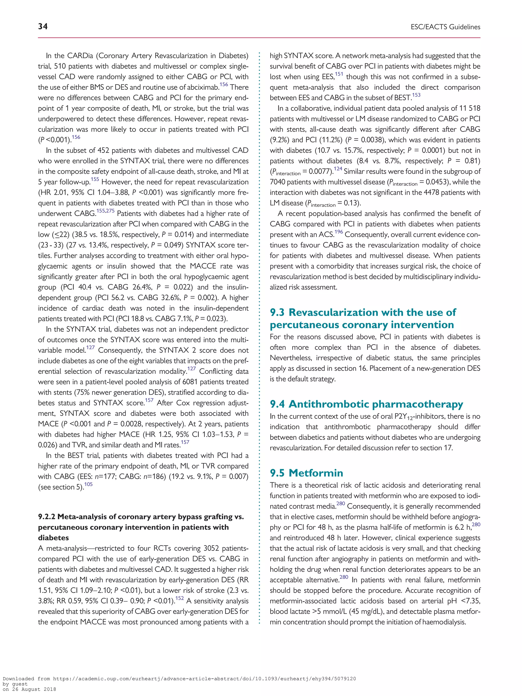 2018 esc eacts guidelines on myocardial revascularization | PDF