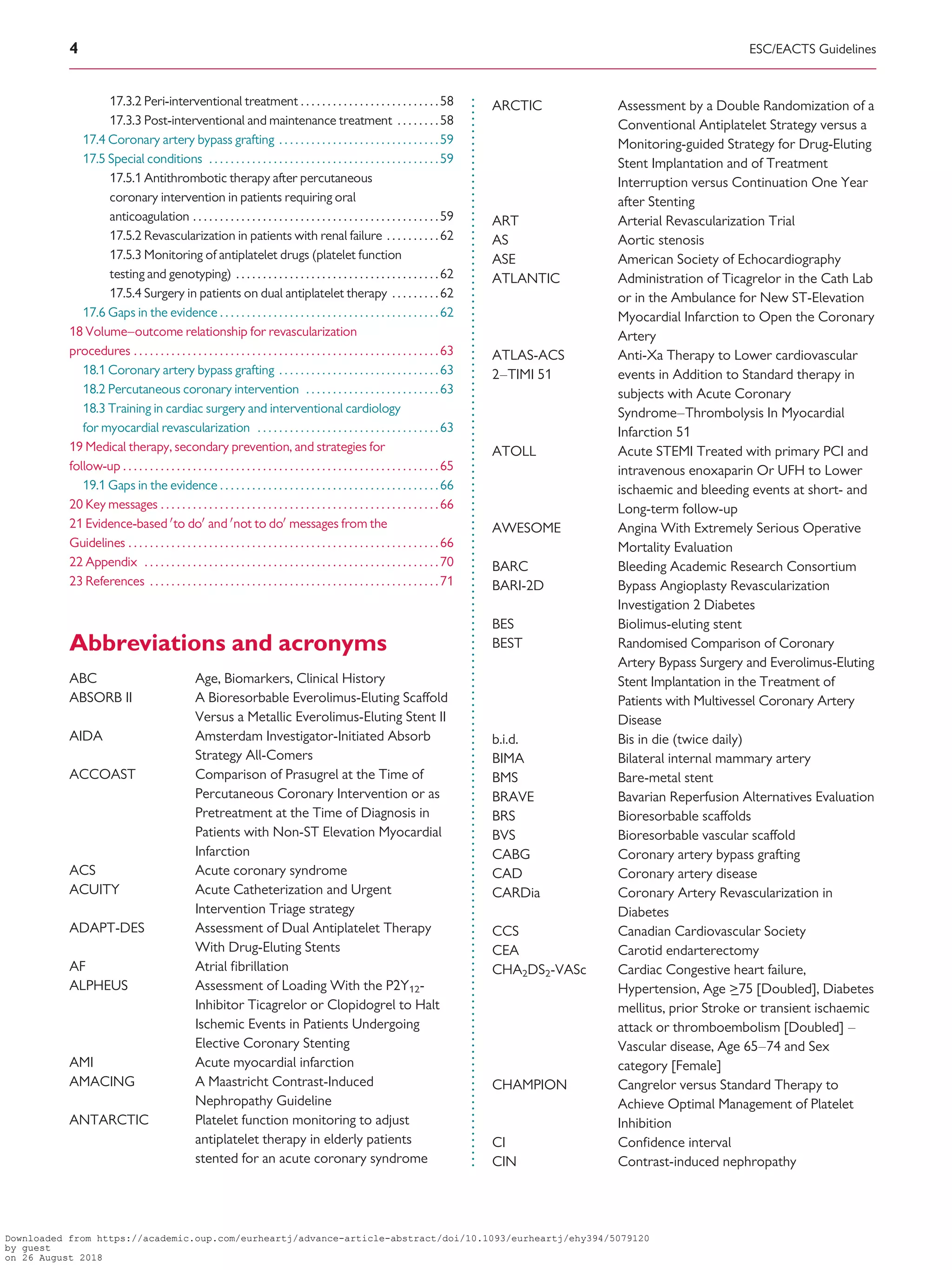 2018 esc eacts guidelines on myocardial revascularization