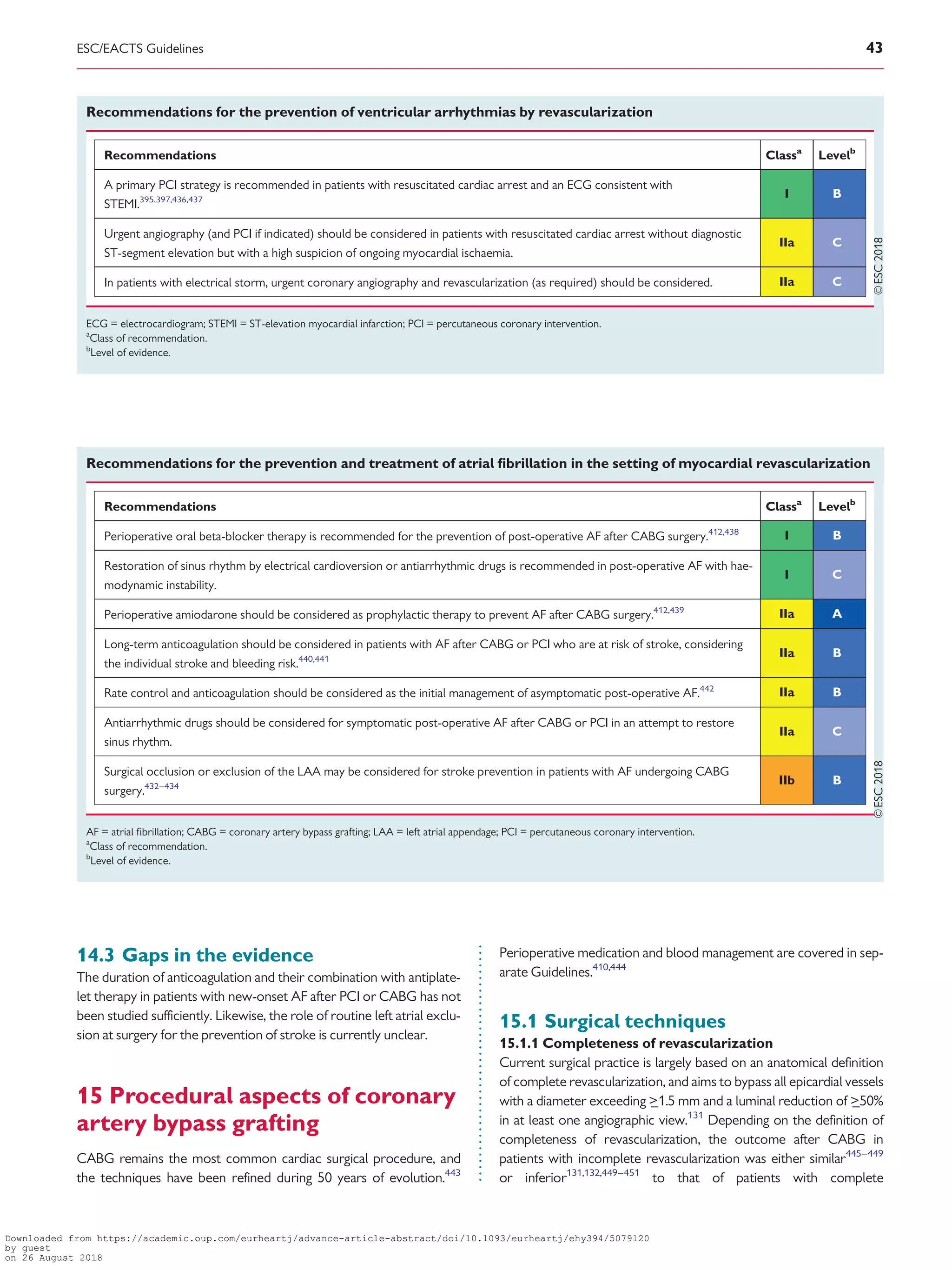 2018 esc eacts guidelines on myocardial revascularization | PDF