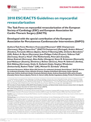 2018 esc eacts guidelines on myocardial revascularization | PDF