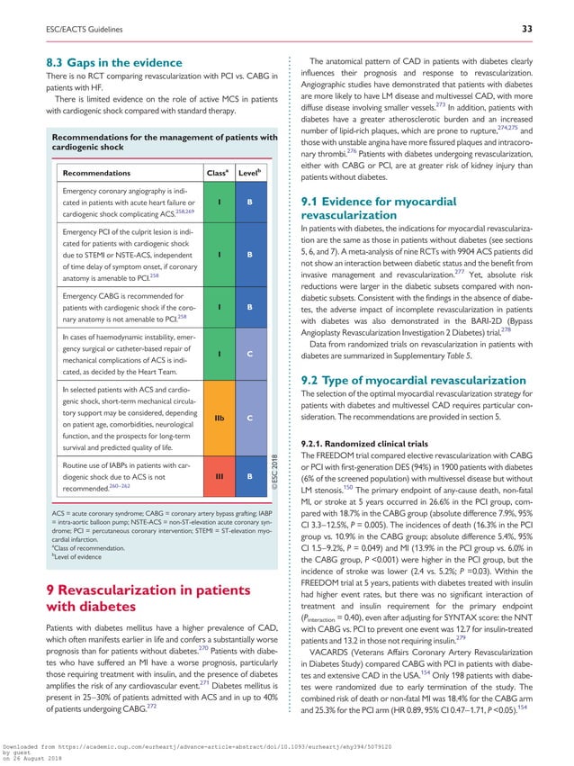 2018 esc eacts guidelines on myocardial revascularization | PDF | Heart ...