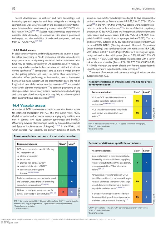 2018 esc eacts guidelines on myocardial revascularization
