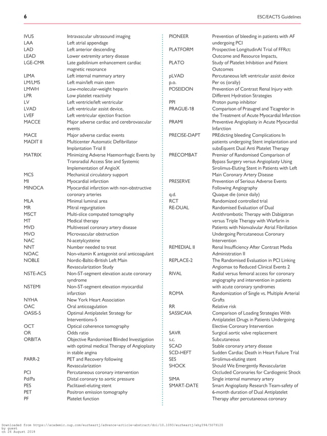 2018 esc eacts guidelines on myocardial revascularization | PDF | Heart ...